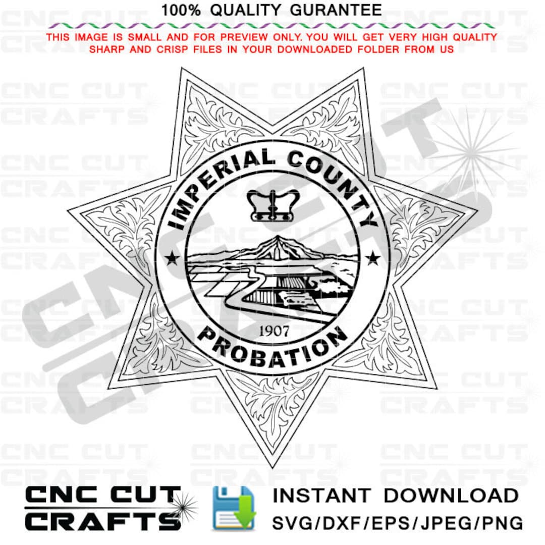Imperial County Probation SVG Badge Vector 7 Pointed Star Emblem CNC ...