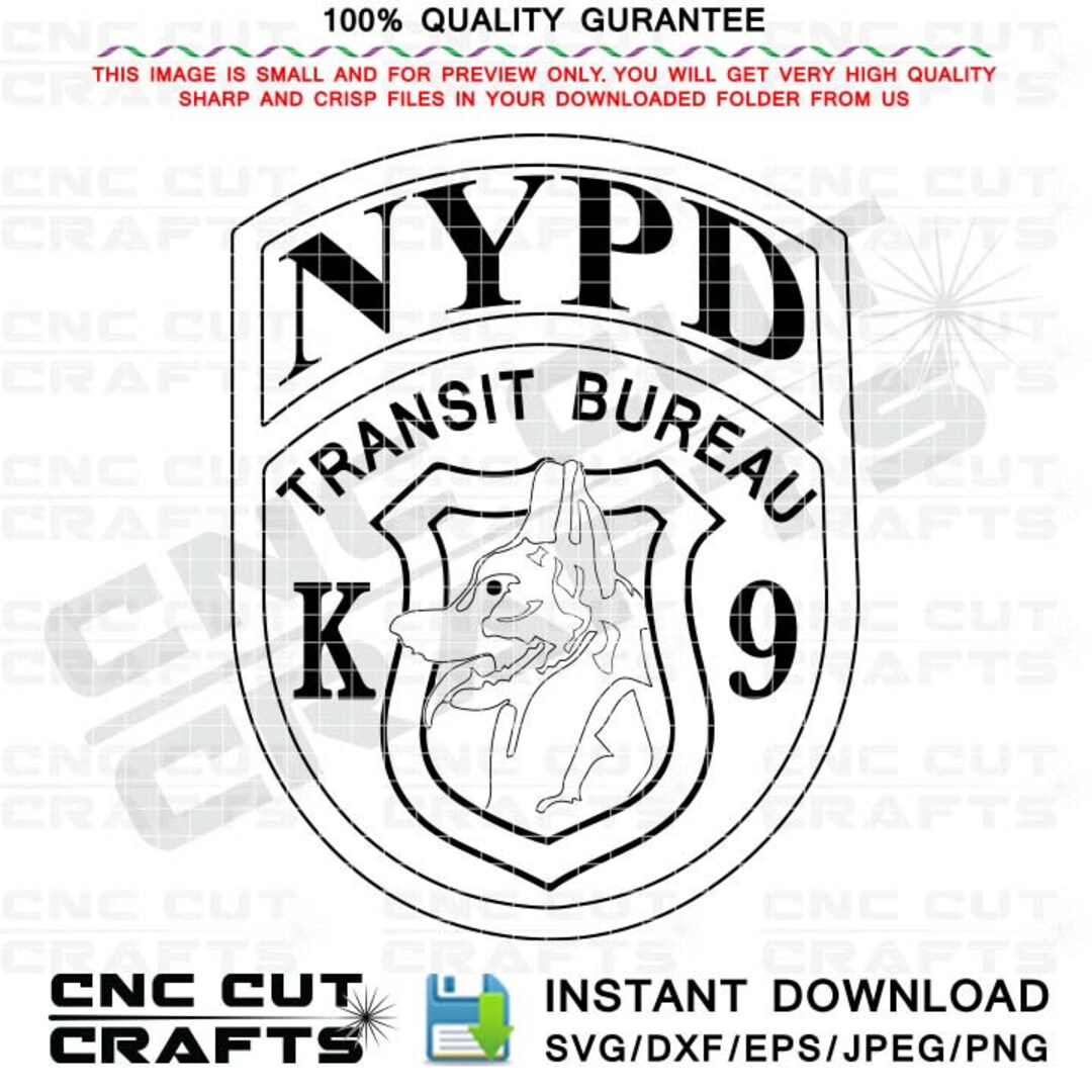 NYPD Transit Bureau K9 Police Badge Black Line Art Vector Svg - Etsy