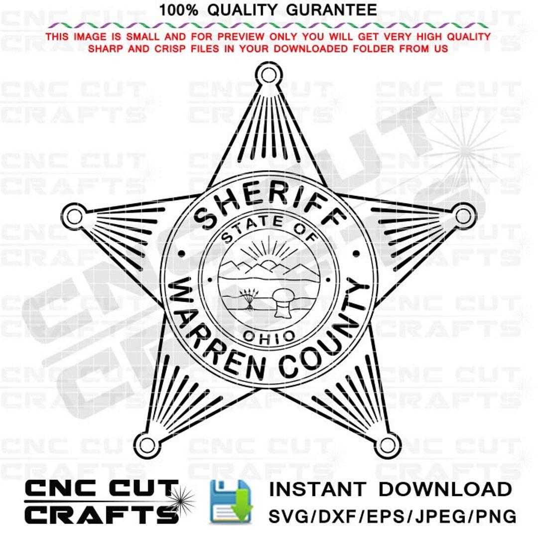 Warren County Sheriff SVG Badge Ohio Vector Sheriff Star, Laser ...