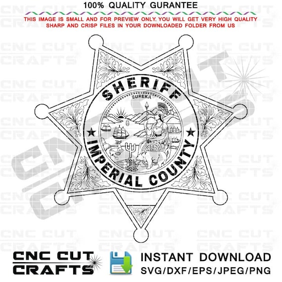 Imperial County Sheriff SVG Star Badge Vector Cnc Router - Etsy