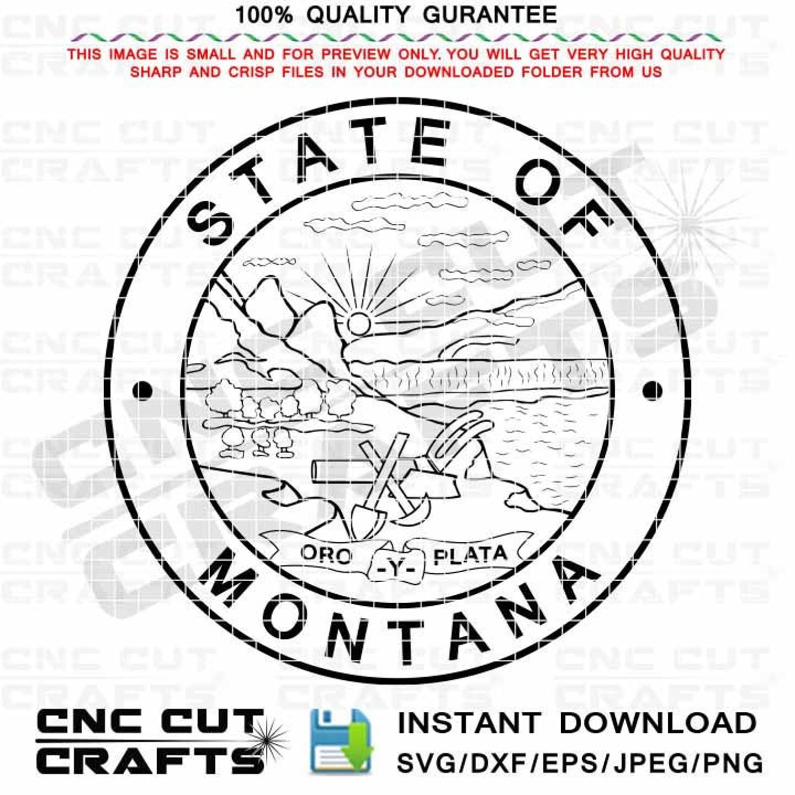 Montana State Seal Logo Svg Vector Black White Outline Cnc Laser ...