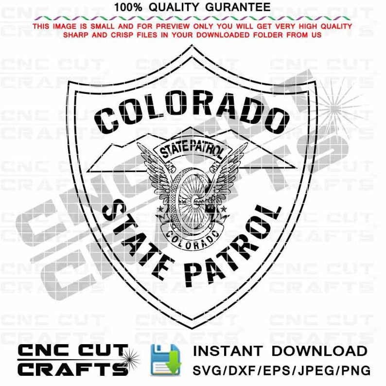 Colorado State Patrol badge vector svg dxf negro blanco - Etsy España