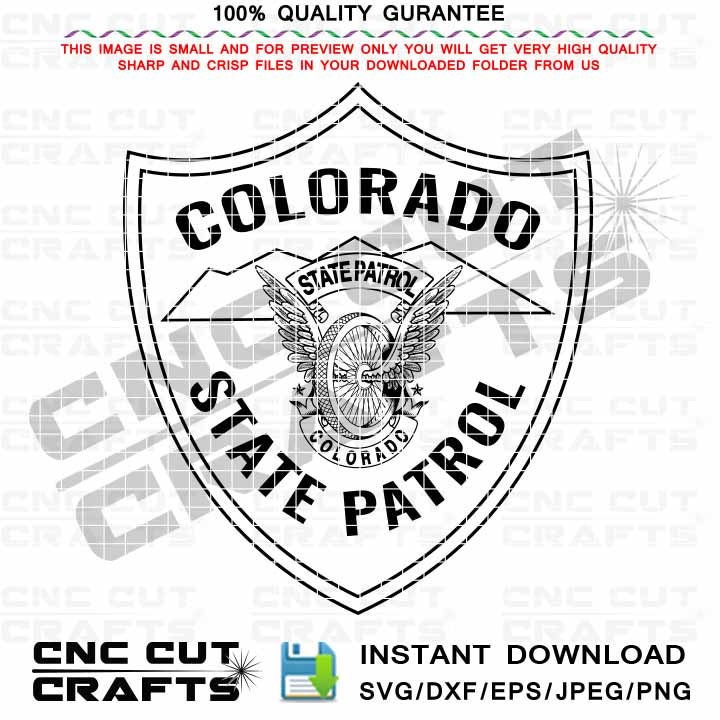 Colorado State Patrol badge vector svg dxf negro blanco contorno rueda ...