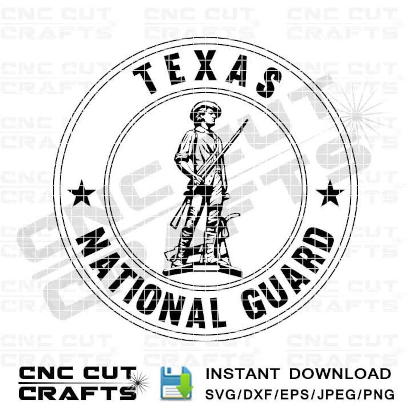 Texas National Guard SVG Logo Black White Vector Dxf Eps Jpg Png Cnc ...