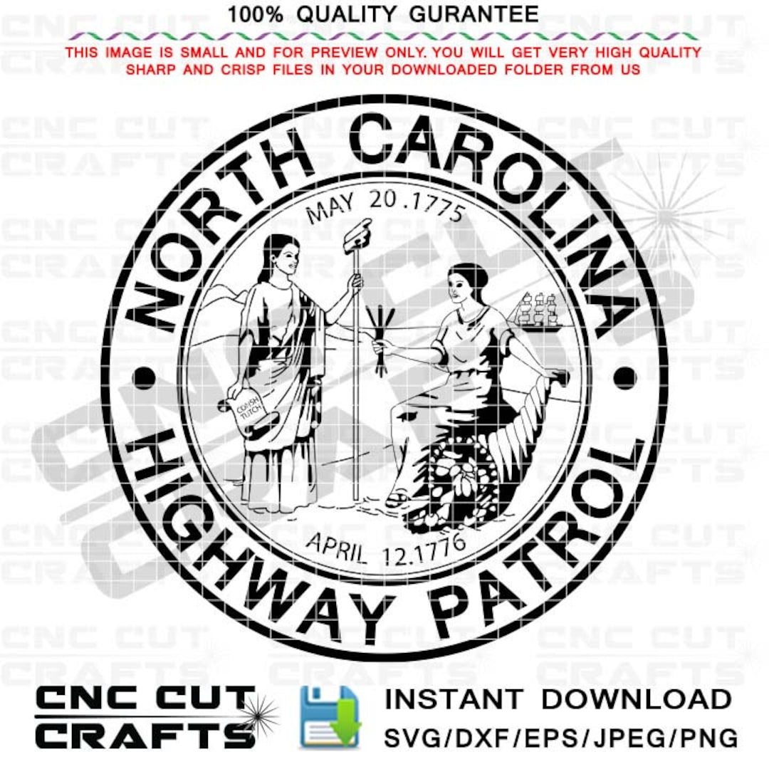 North Carolina Highway Patrol Svg Round Logo Black White Outline Dxf