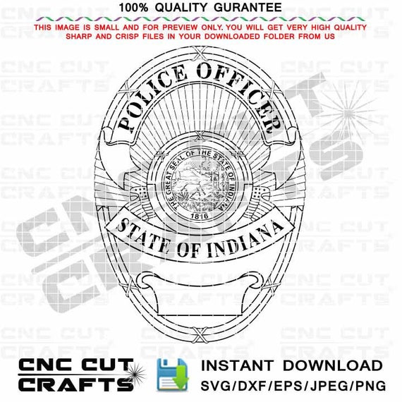 Indiana State Police Officer Svg Badge Vector Without Number | Etsy
