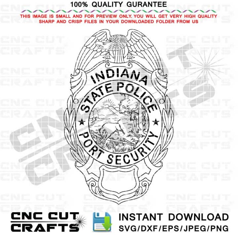 Indiana State Port Security Police SVG Badge Vector Eagle Top Badge ...