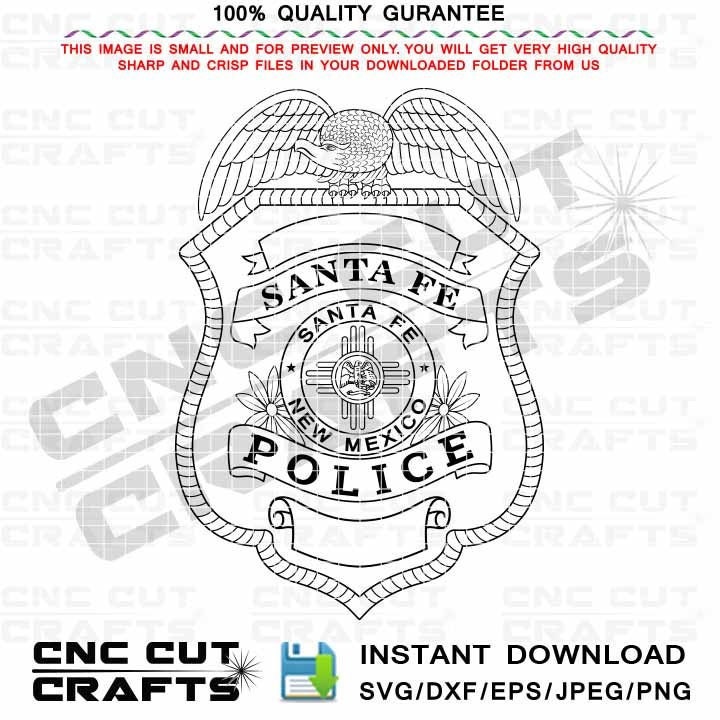 Santa FE Police Officer Badge Vector Svg CNC Laser Cut | Etsy