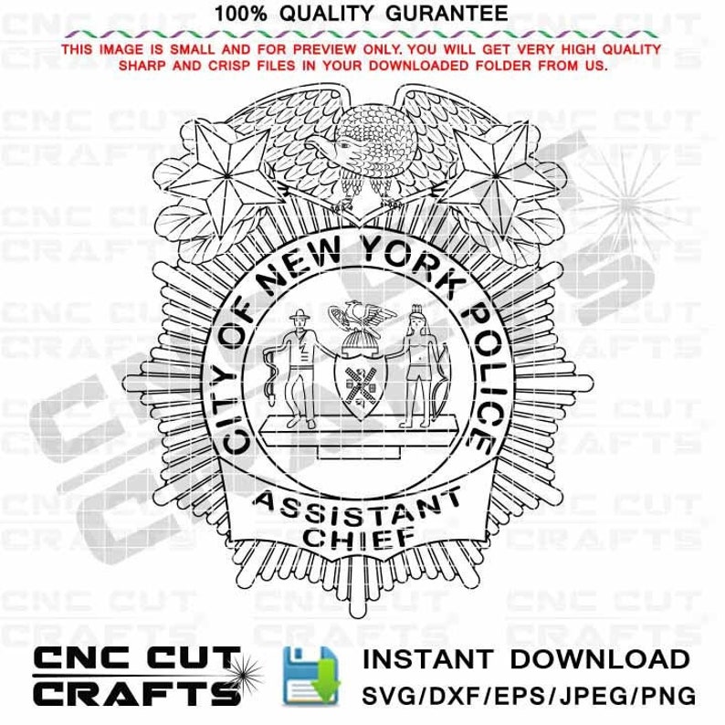 Assistant Chief Police Badge Vector Svg City of New York | Etsy