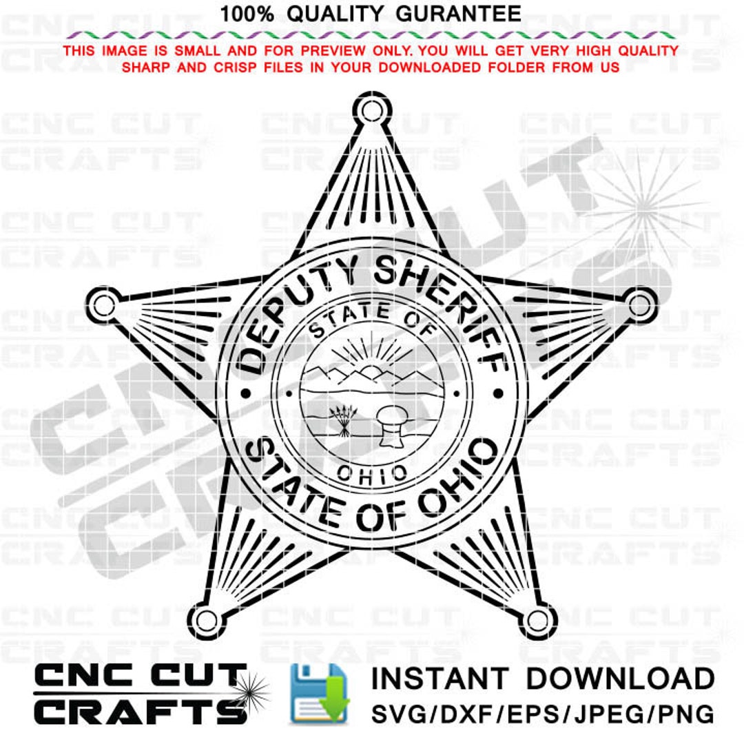 Deputy Sheriff State of Ohio Badge Svg, Dxf, Vector Line Art, Cnc ...