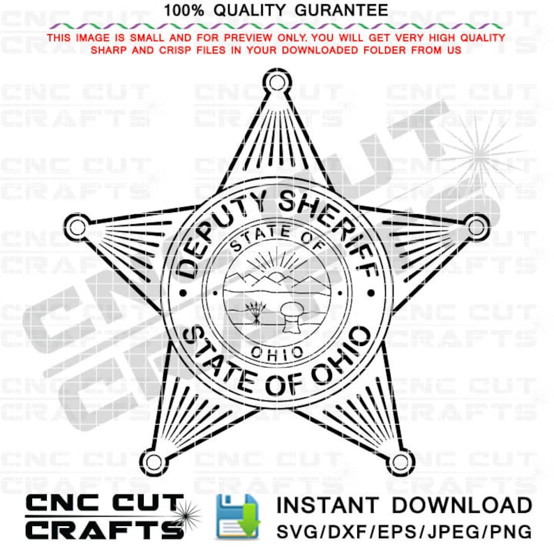 Deputy Sheriff State of Ohio Badge Svg Dxf Vector Line Art - Etsy