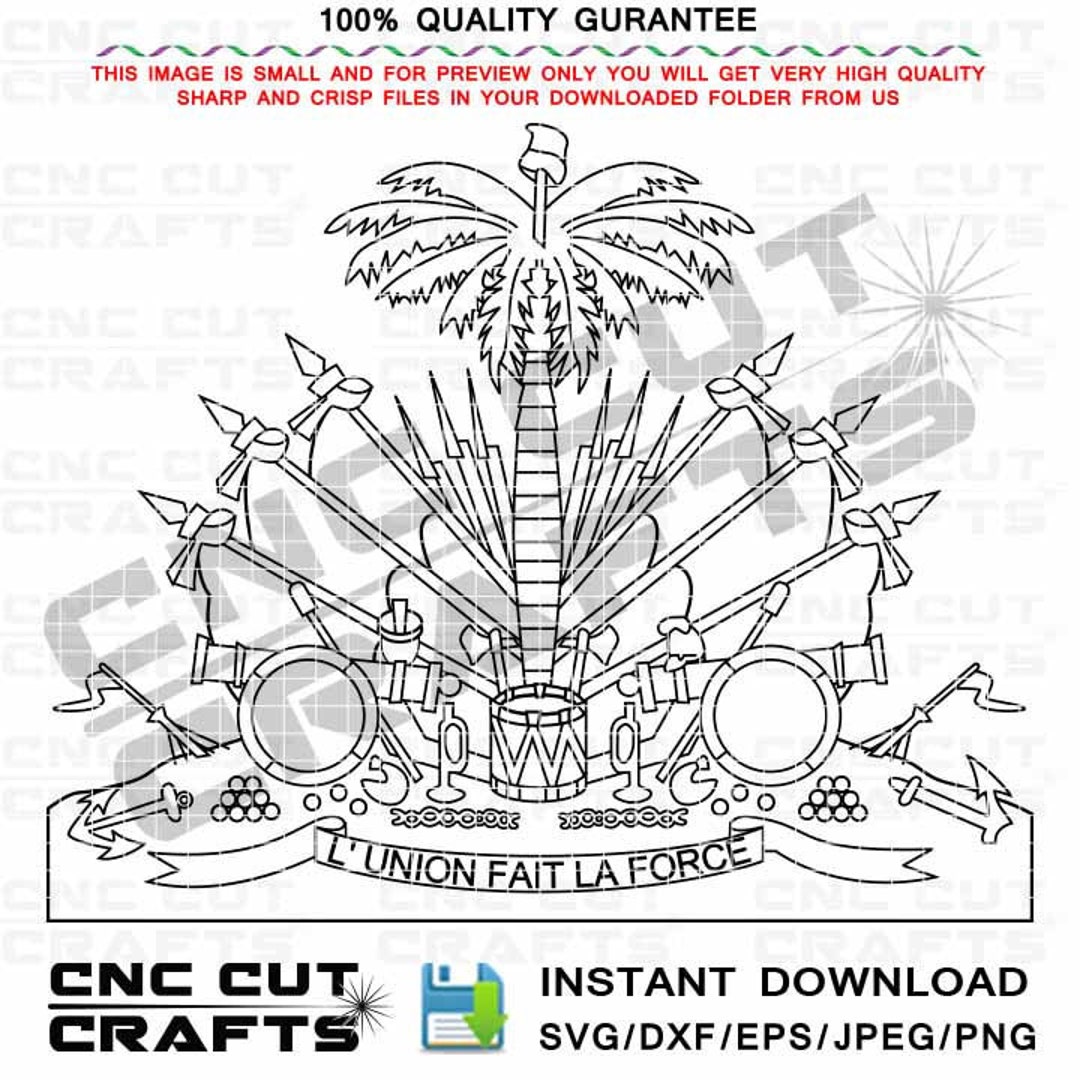 Haiti Coat of Arms SVG, Vector Outline, CNC Laser Cut File - Etsy