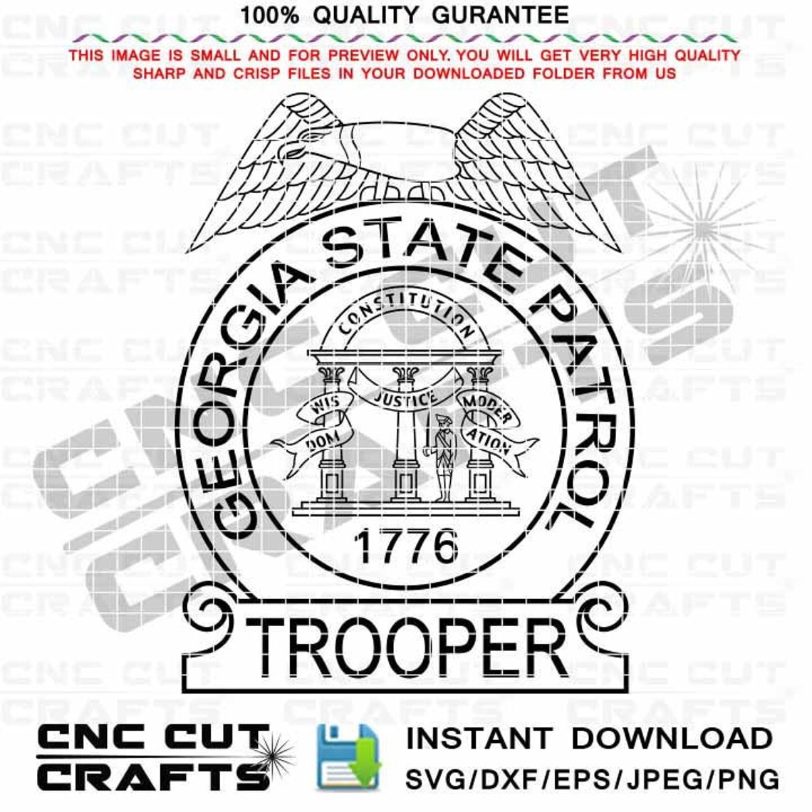 Georgia State Patrol Police Logo Svg Trooper Badge Vector Black White ...