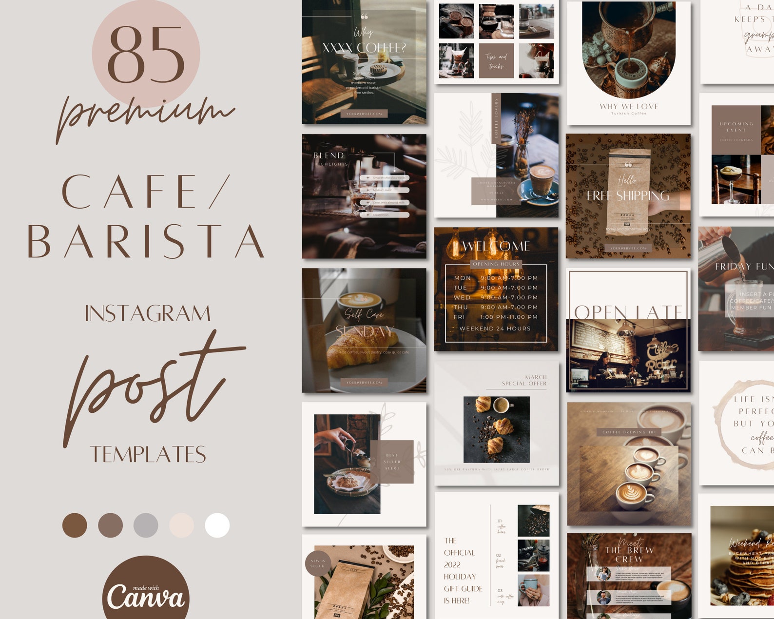 Cafe Barista Instagram Story and Post Templates, Cafe Marketing Social ...
