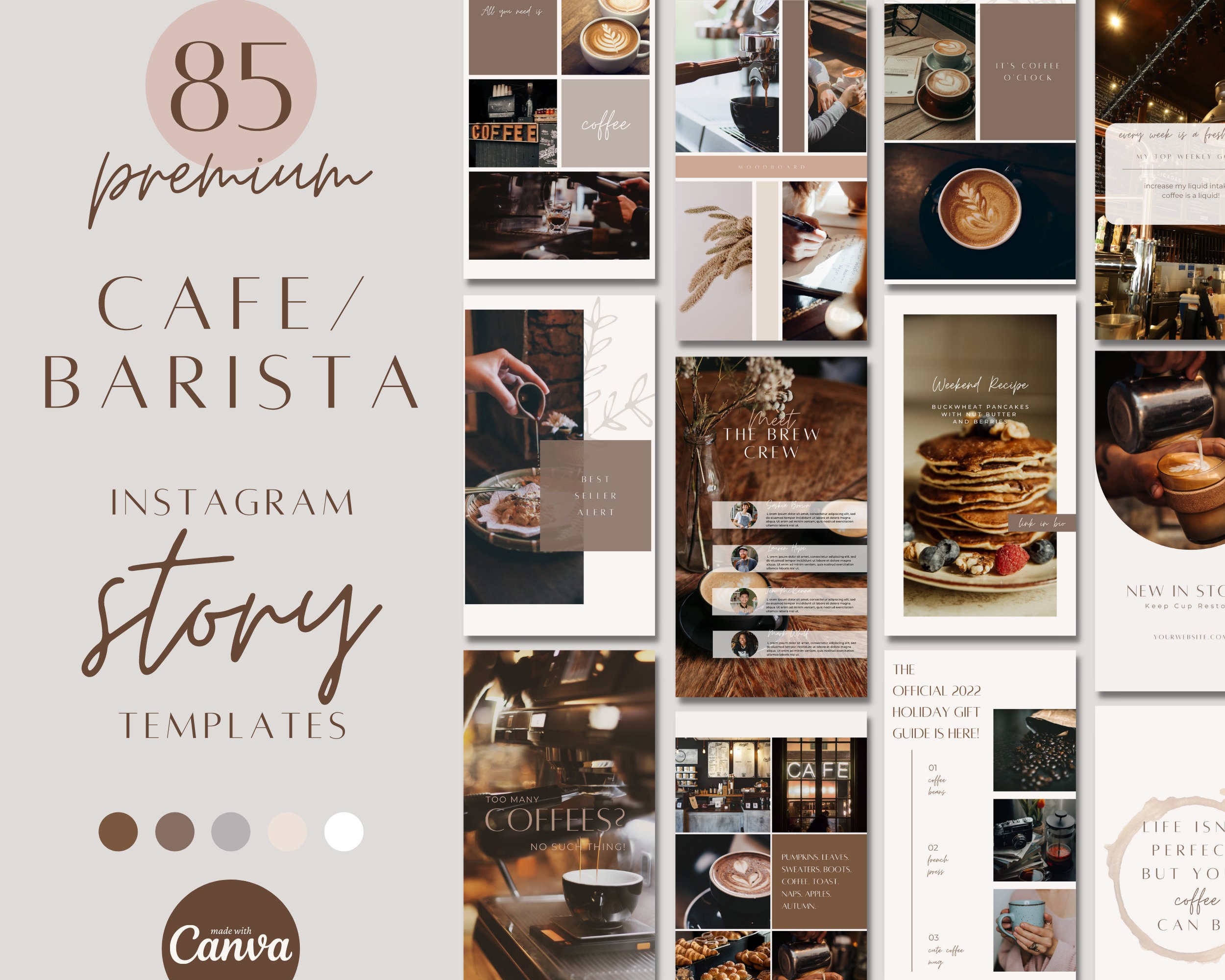 Cafe Barista Instagram Story Templates, Cafe Marketing Social Media ...