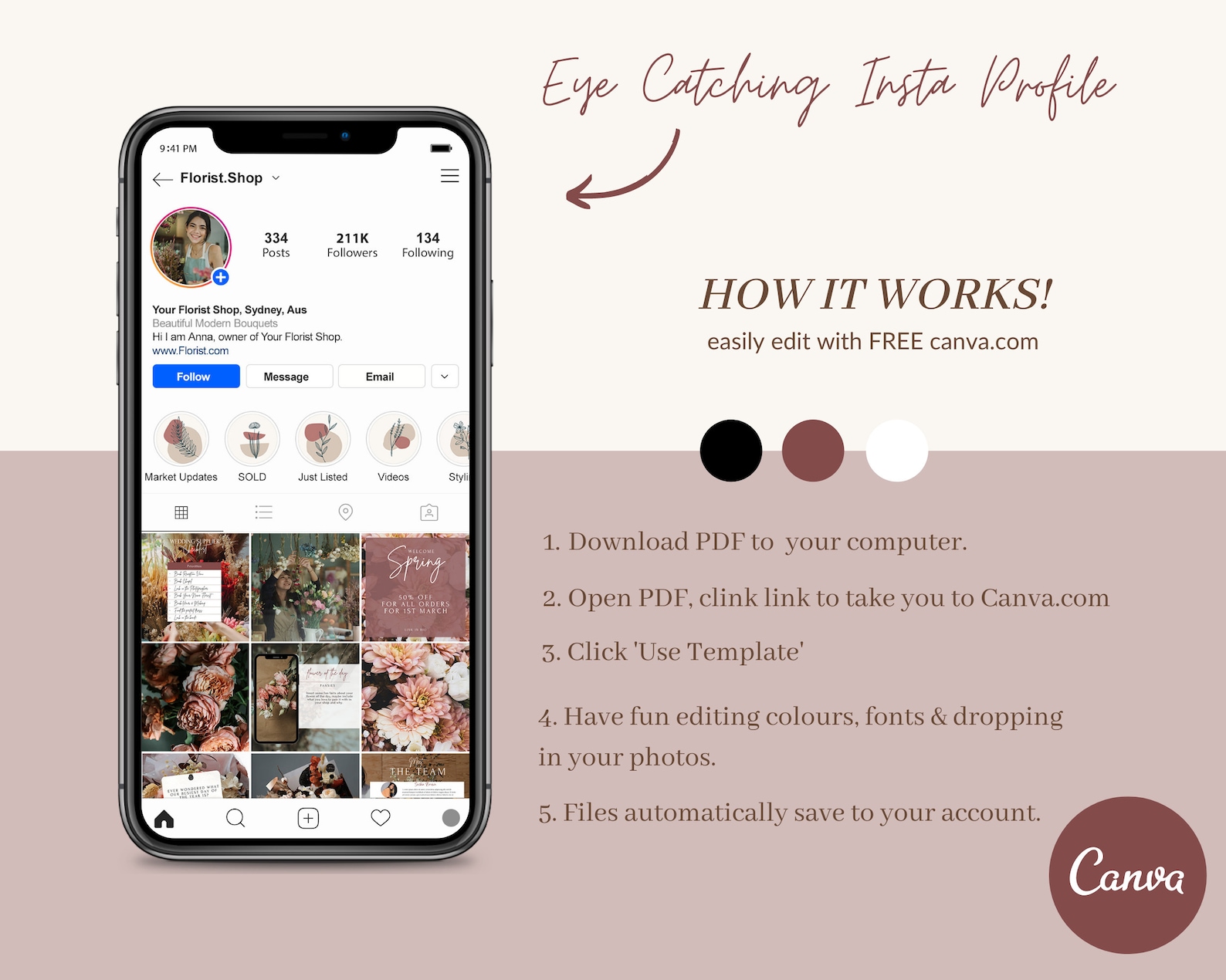 Florist Instagram Story and Post Templates, Floral Insta Social Media ...