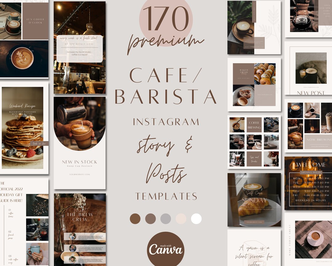 Cafe Barista Instagram Story and Post Templates, Cafe Marketing Social ...