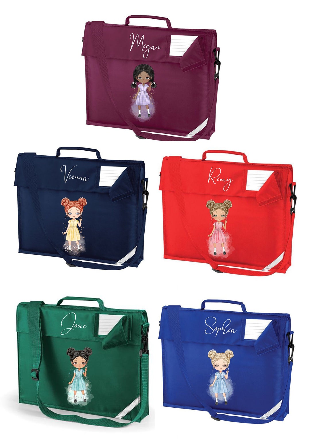 School Book Bag With Strap | Back to School | Personalised Bookbag ...