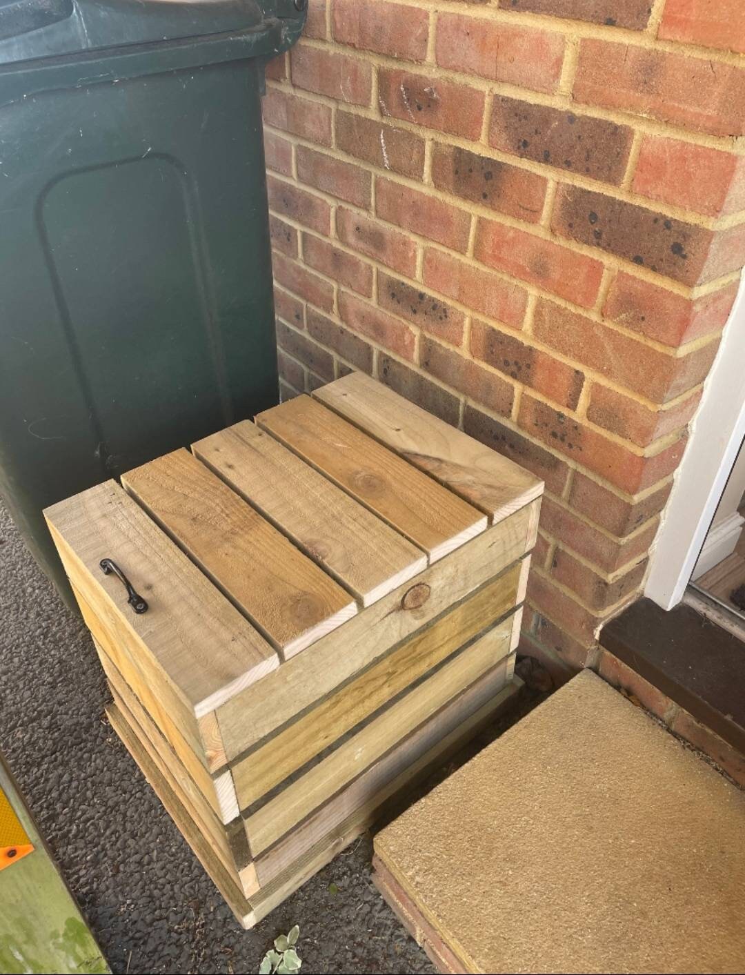 Outdoor Storage - Wooden Storage Box With Lid for Recycling Boxes Etc ...