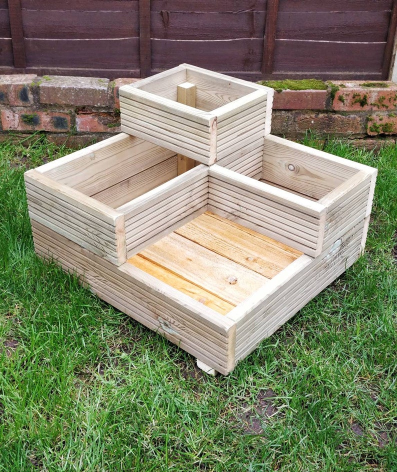 Wooden Corner Garden Planter - 3 Tier Timber Design - Etsy UK