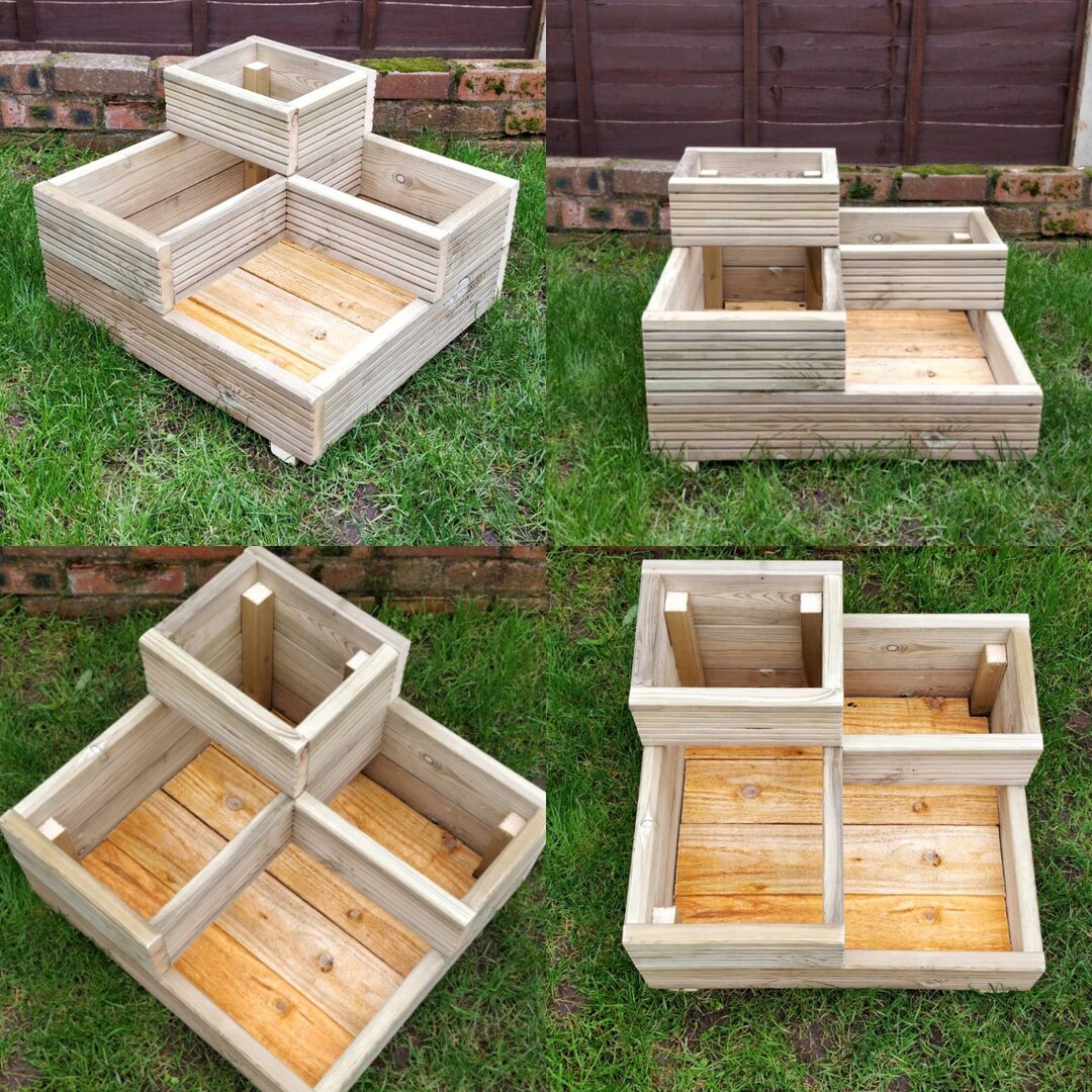 Wooden Garden Corner Planter 3 Tier Planter Timber Planter Summer ...