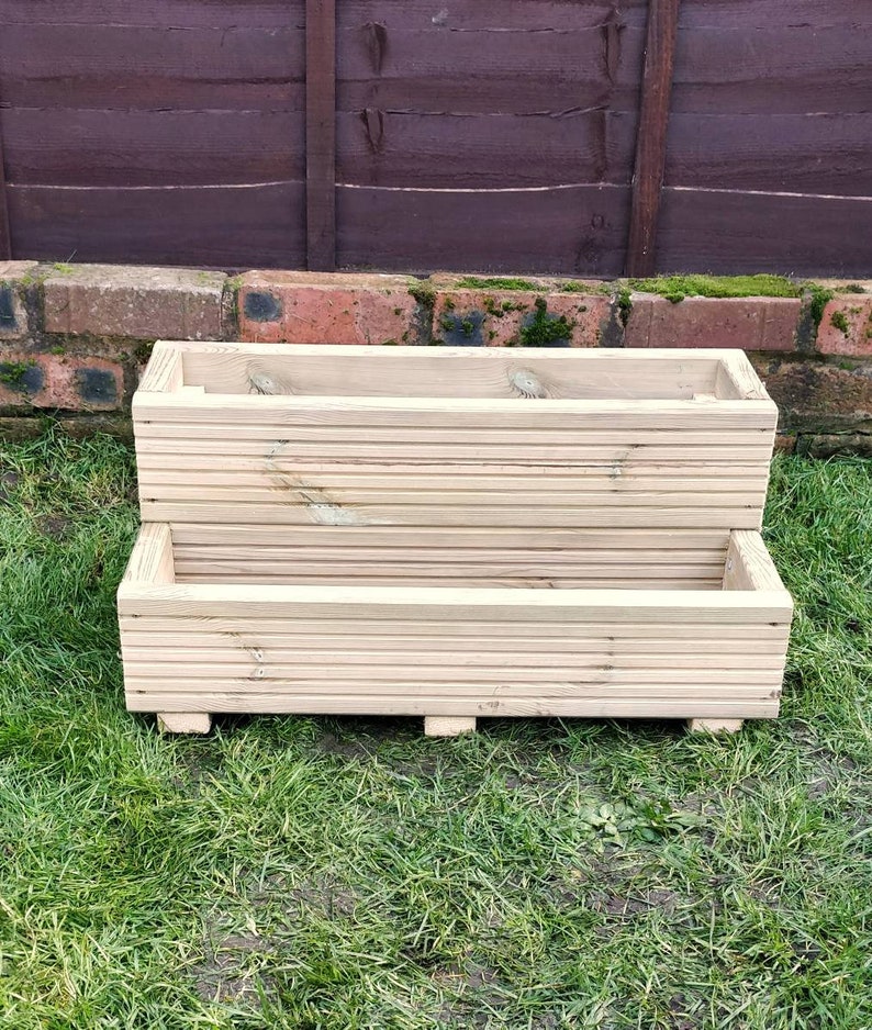 Wooden Garden Planter 2 Tier Stepped Planter Herb Garden - Etsy UK