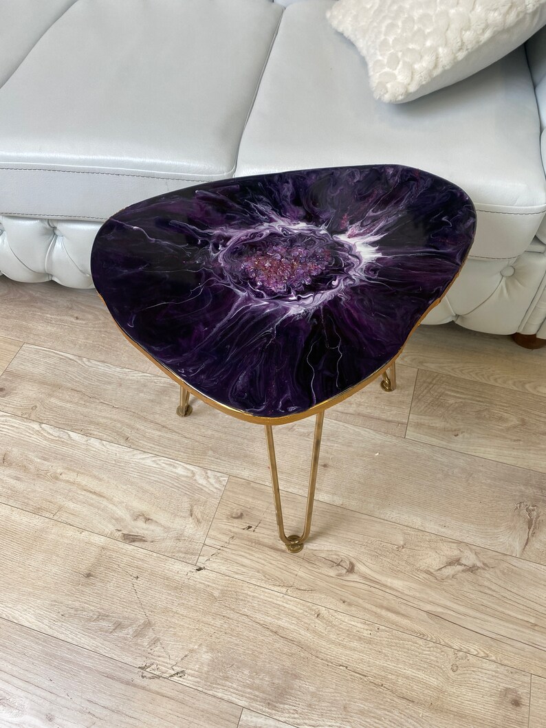 Resin Agate Table Dark Purple Geode Table Triangular Luxury - Etsy
