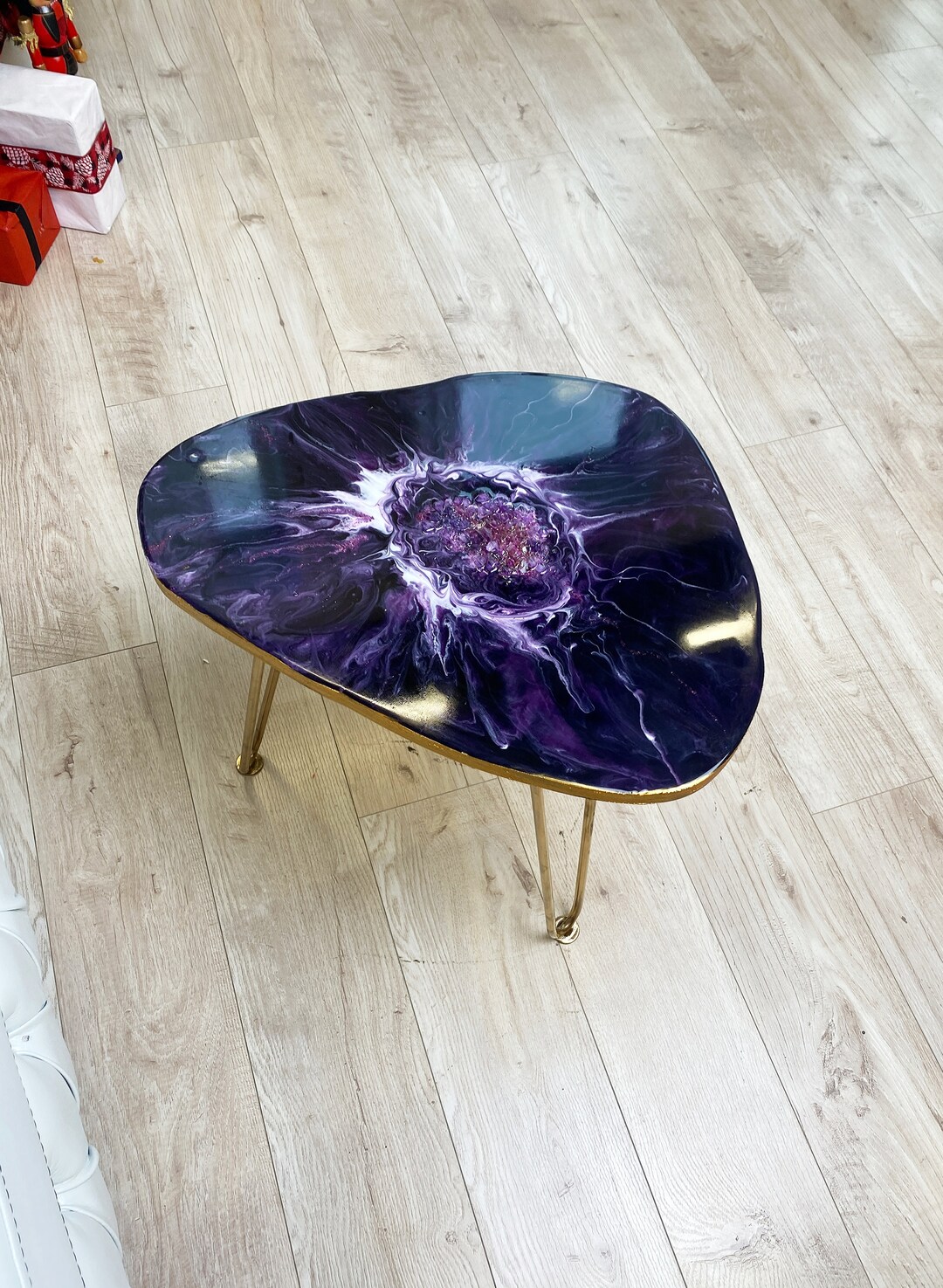 Resin Agate Table Dark Purple Geode Table Triangular Luxury - Etsy