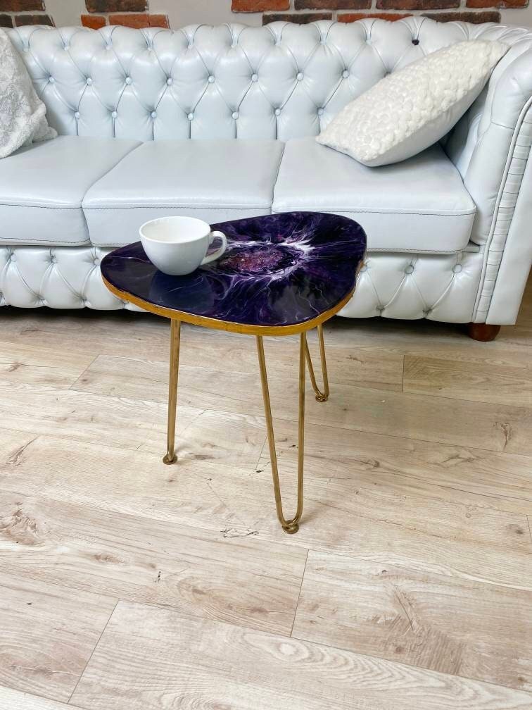 Resin Agate Table Dark Purple Geode Table Triangular Luxury - Etsy