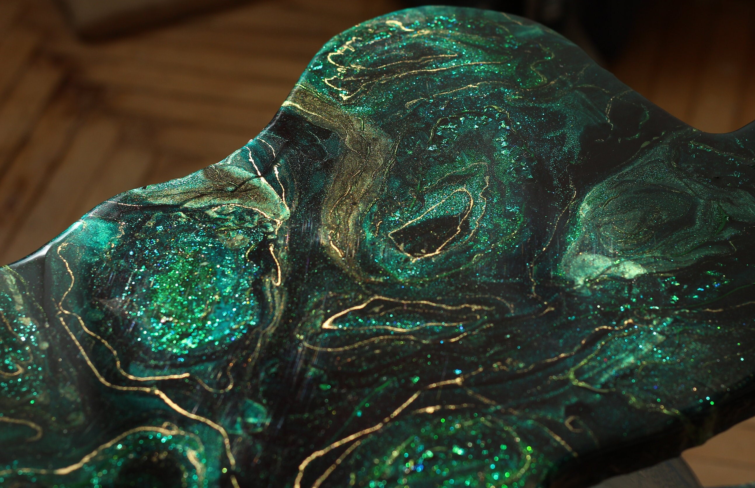 Malachite Coffee Table Emerald Table Unique Resin Geode Table Art Table ...