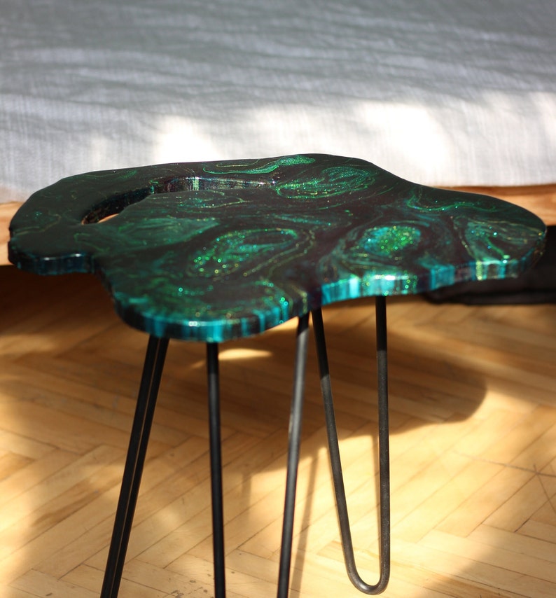 Malachite Coffee Table Emerald Table Unique Resin Geode Table Art Table ...