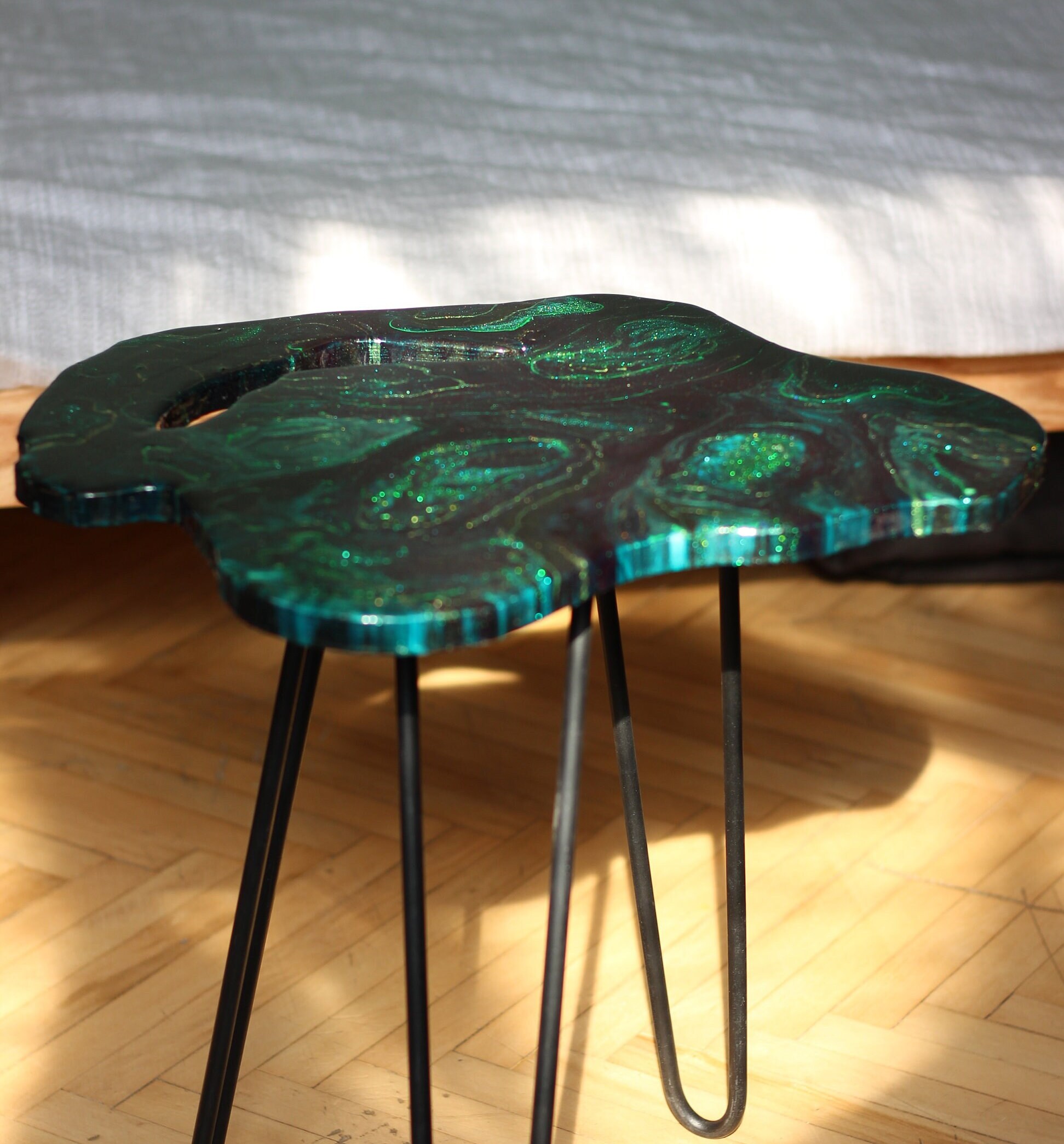 Malachite Coffee Table Emerald Table Unique Resin Geode Table Art Table ...