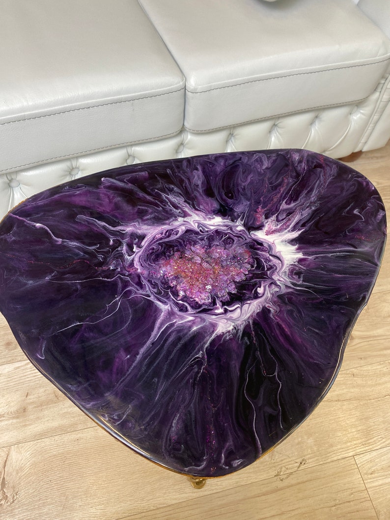 Resin Agate Table Dark Purple Geode Table Triangular Luxury - Etsy