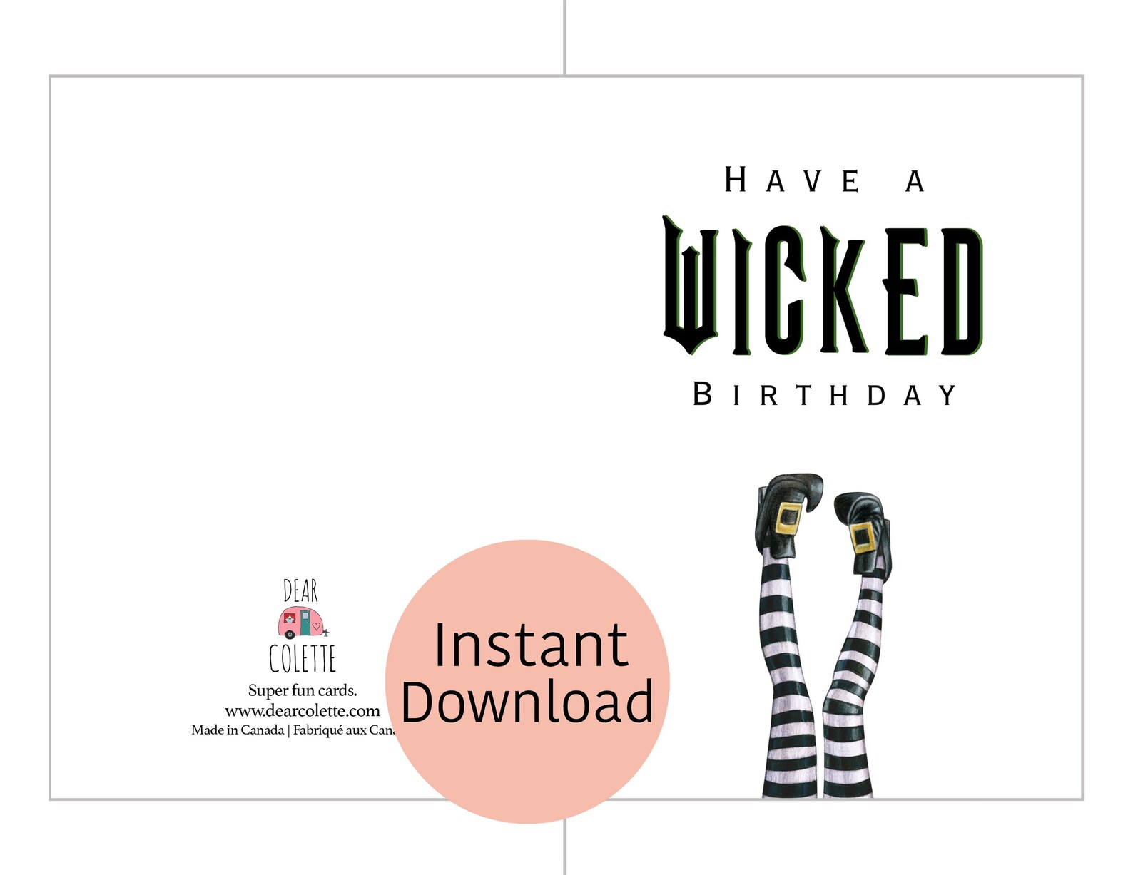 Wicked Birthday Card - Have a Wicked Birthday - Witches Legs, Striped ...