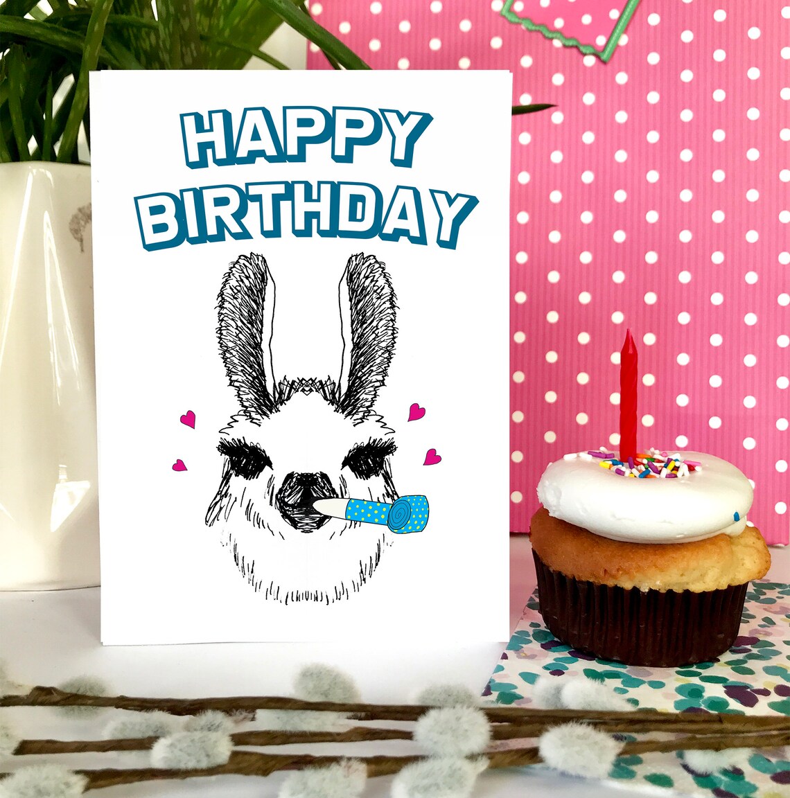 Llama - Happy Birthday - Printable Birthday Card, Instant Download ...