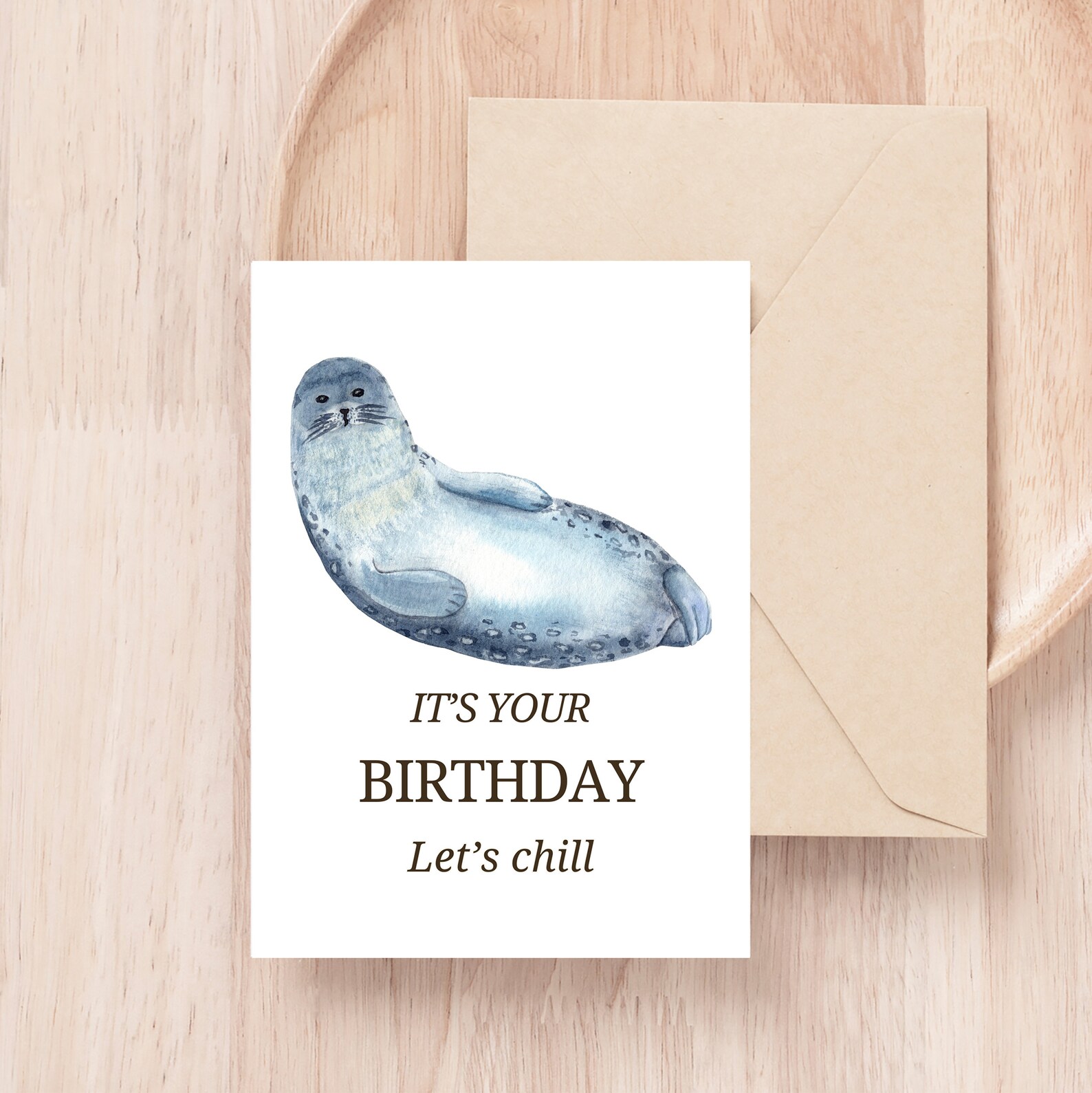 Cute Seal Birthday Card Let's Chill Printable Birthday Card, Adorable ...