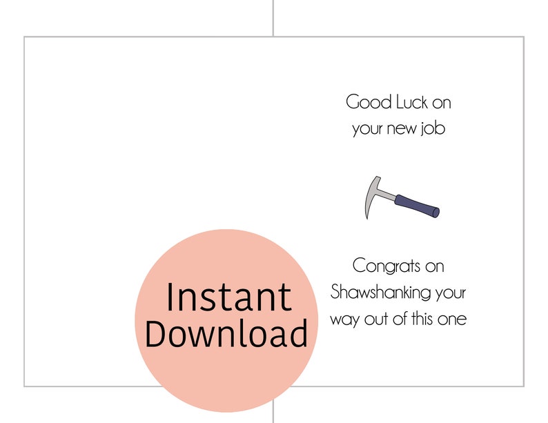 New Job Card – Shawshank Congrats, Printable With Envelope (instant ...