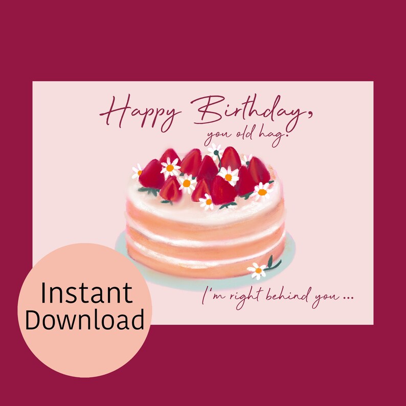 Old Hag Happy Birthday Printable Birthday Card Instant - Etsy