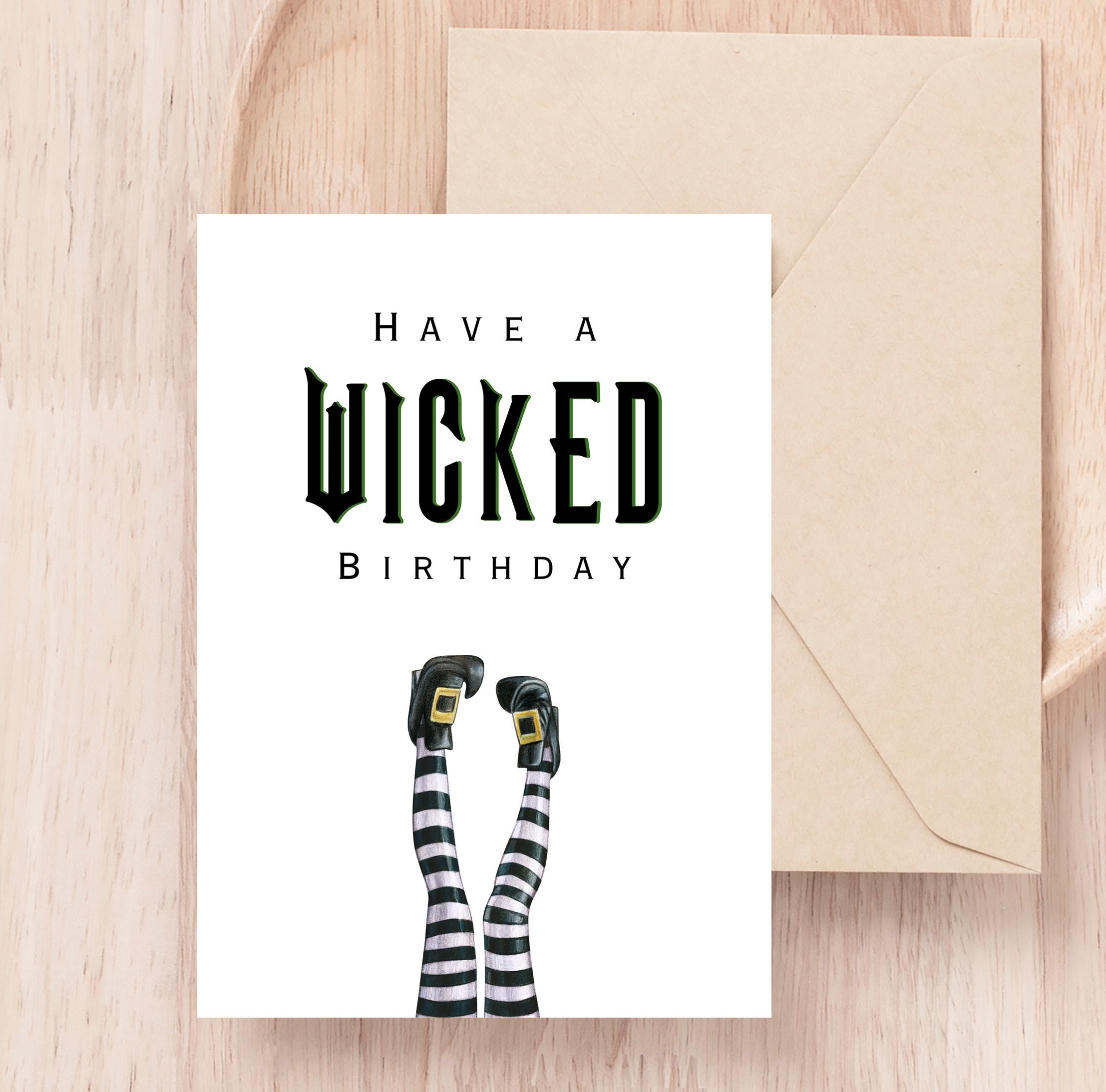 Wicked Birthday Card - Have a Wicked Birthday - Witches Legs, Striped ...