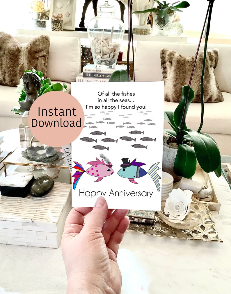 Anniversary Card - Fish in the Sea - Printable Anniversary Card ...