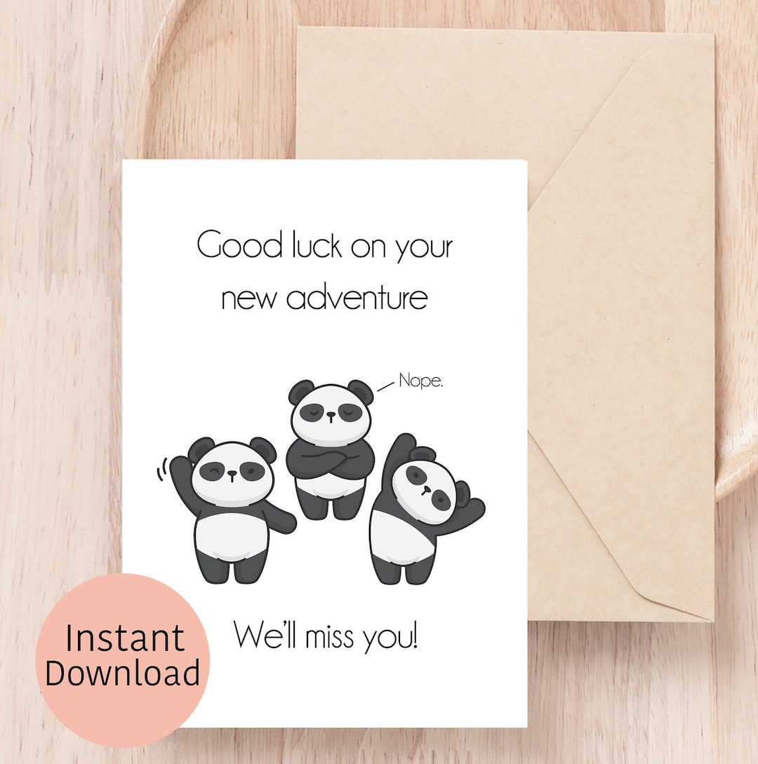 Good Luck/farewell Card - Pandas - Cute Printable Good Luck Card From ...