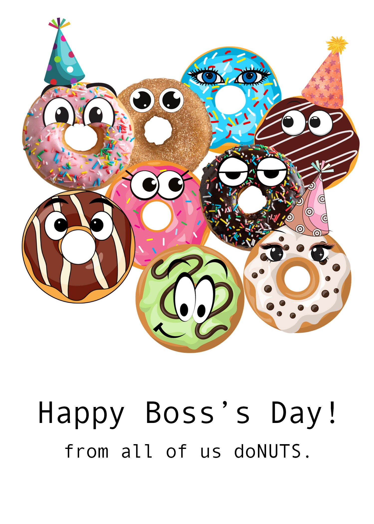 Funny Boss's Day Card - Group of Donuts - Printable Boss's Day Card ...
