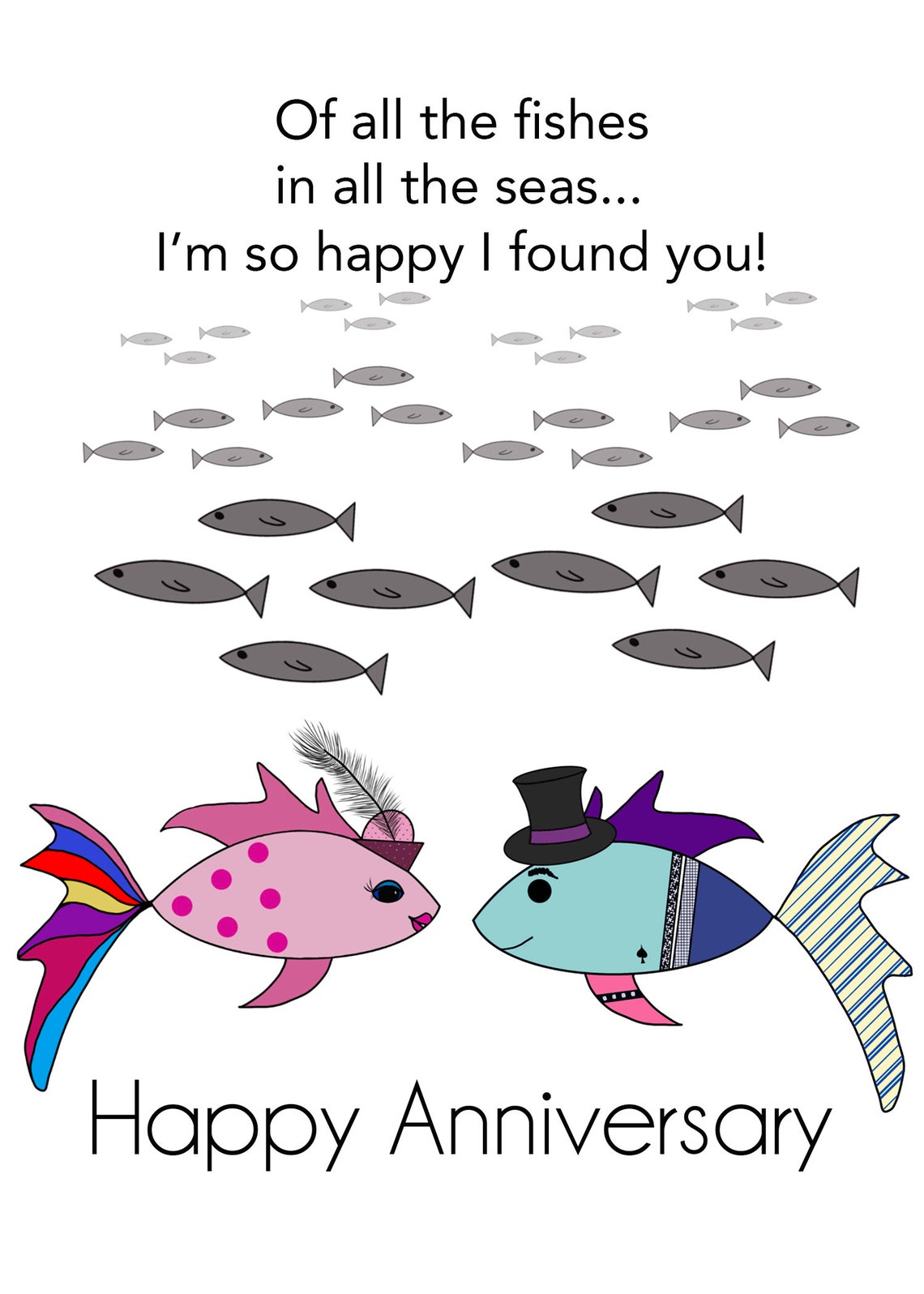 Anniversary Card - Fish in the Sea - Printable Anniversary Card ...