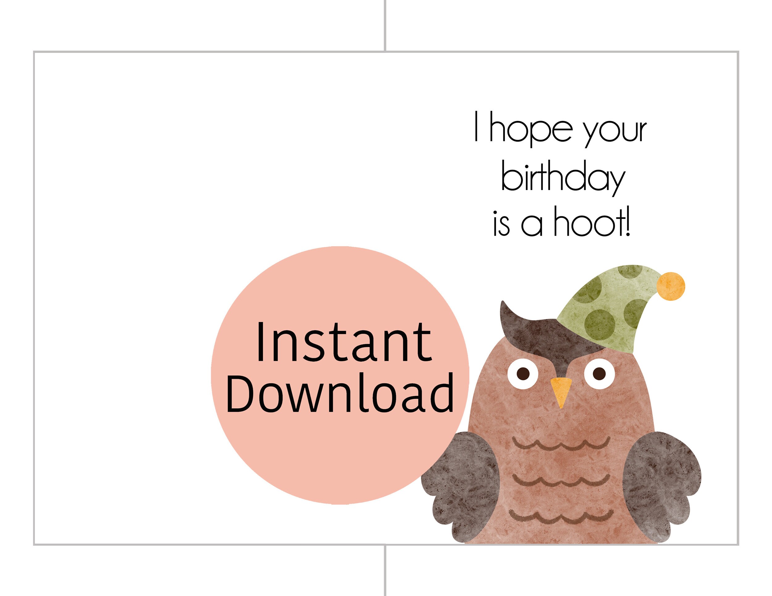 Funny Birthday Card - I Hope Your Birthday is a Hoot - Printable ...