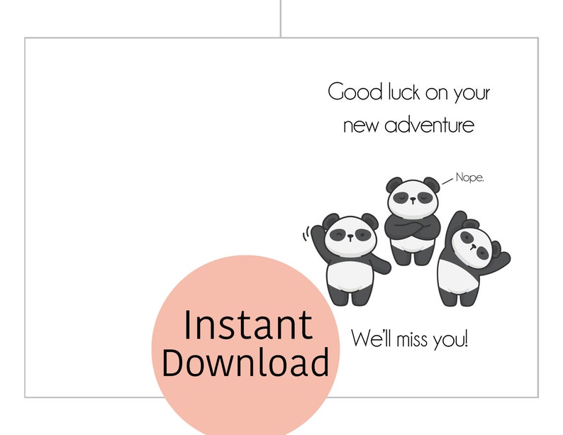 Good Luck/farewell Card - Pandas - Cute Printable Good Luck Card From ...