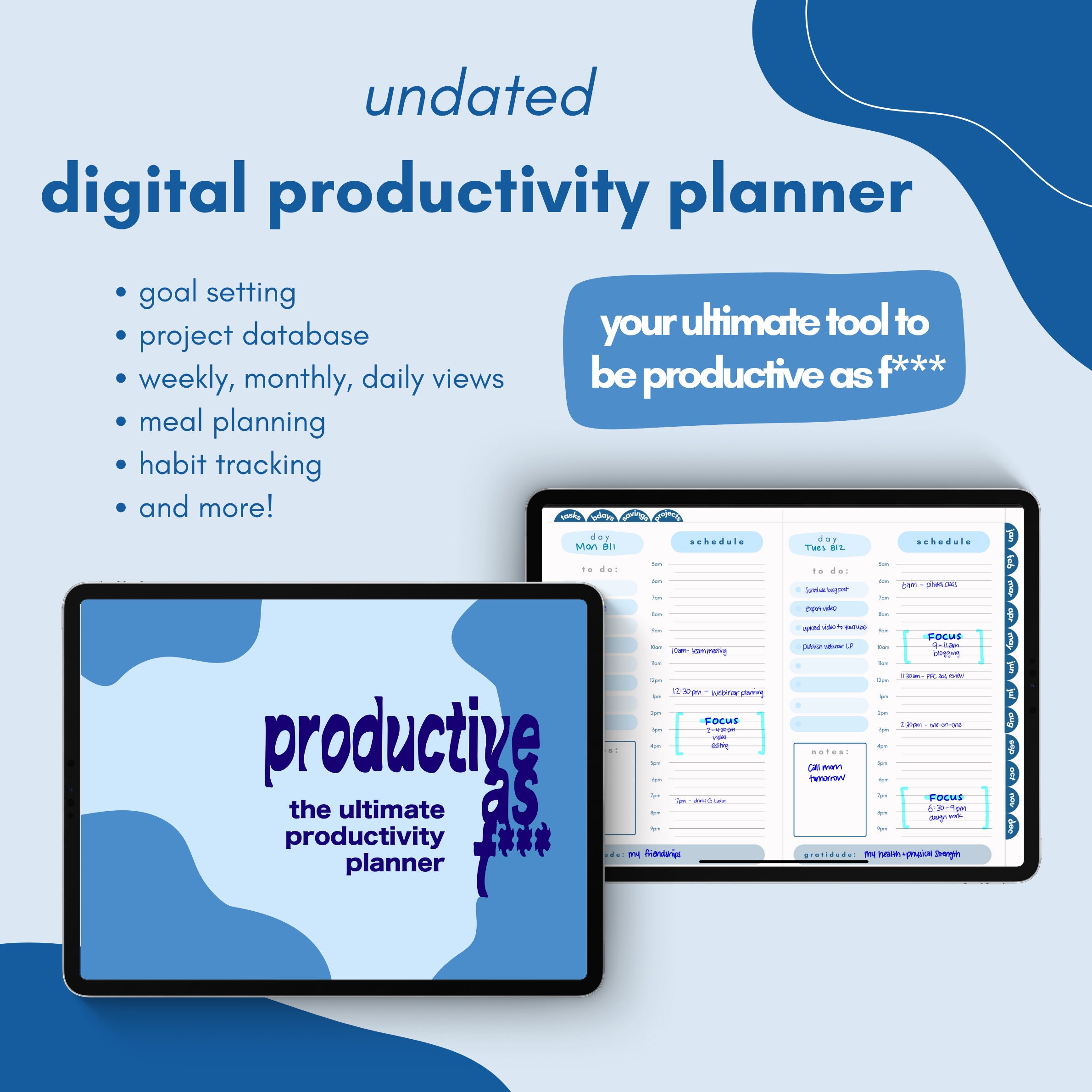 Undated Ultimate Productivity Planner | Productive as F*** | Goodnotes ...