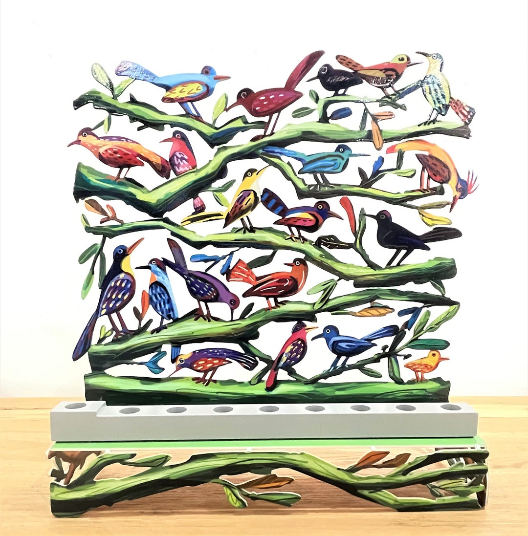 David Gerstein Pop Art Metal Hand Made Sculpture -" Hanukkia Twitters " - Etsy