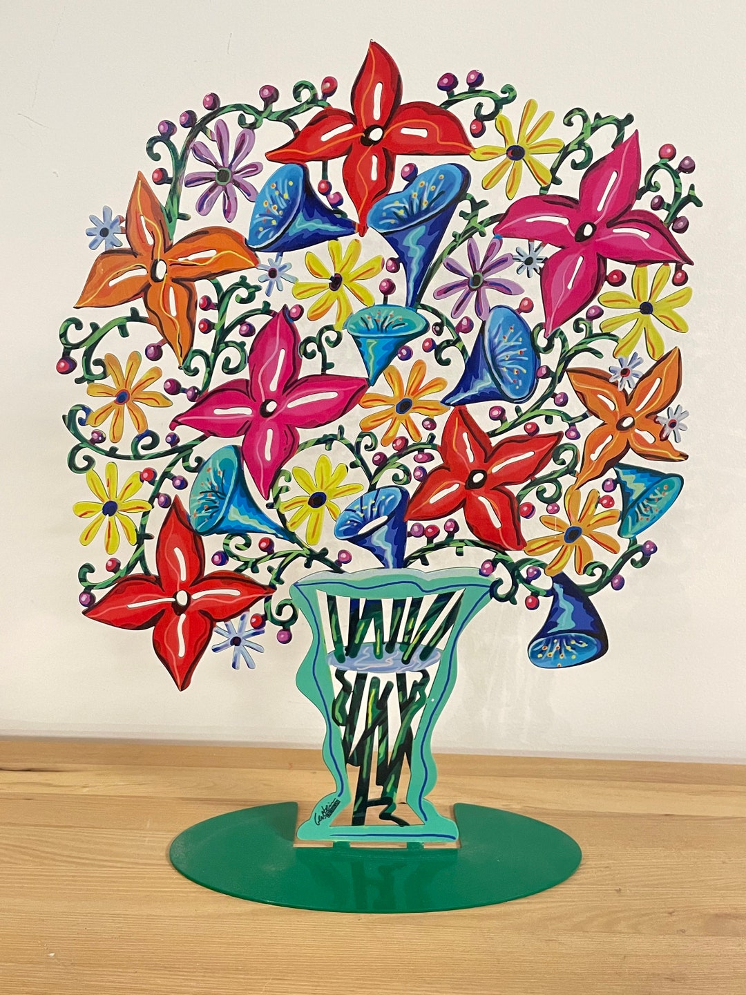 David Gerstein Pop Art Hand-made Metal Sculpture " Bellflowers Vase ...