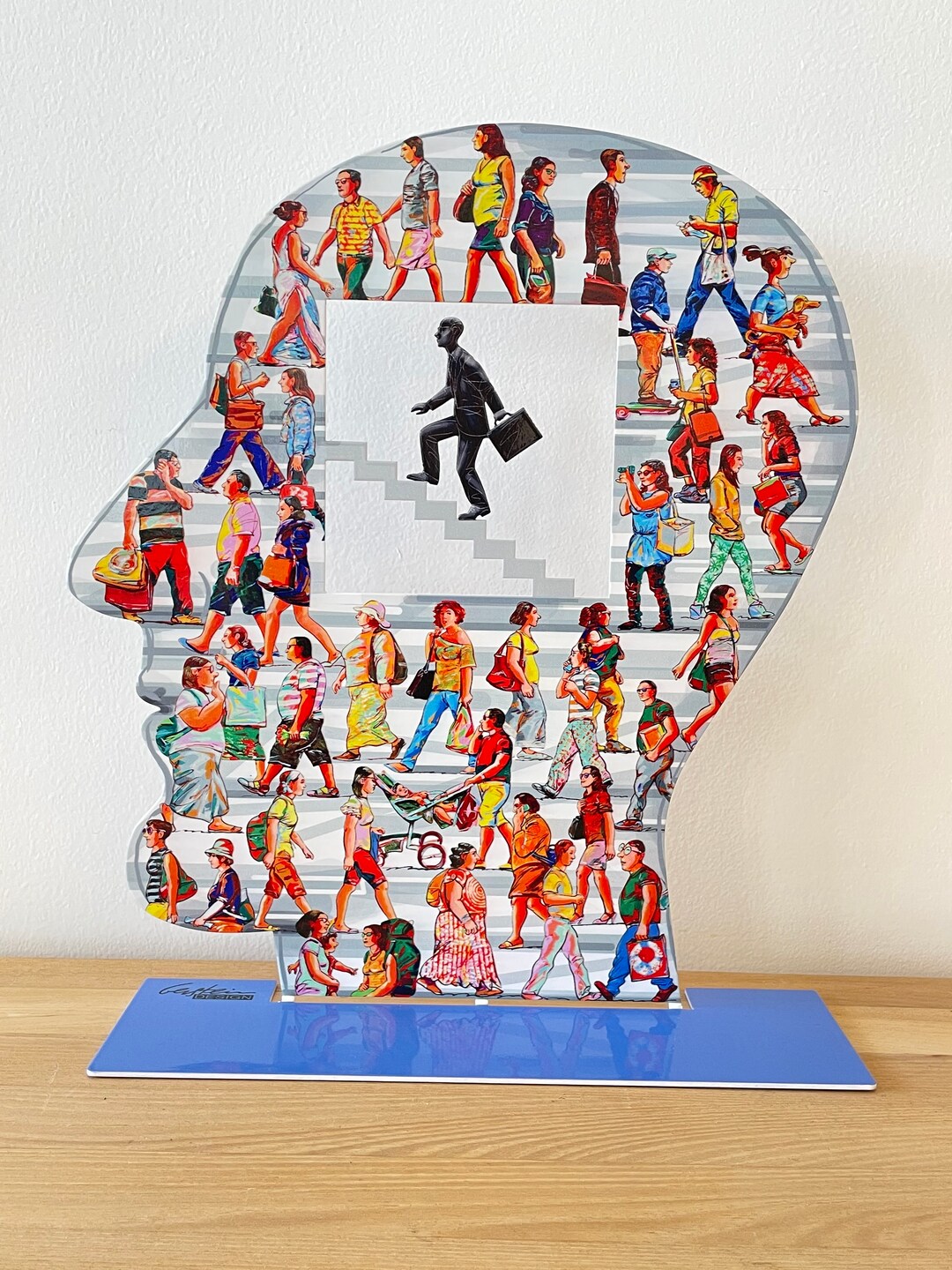 David Gerstein Large Pop Art Hand-made Metal Sculpture --- Heads " up ...