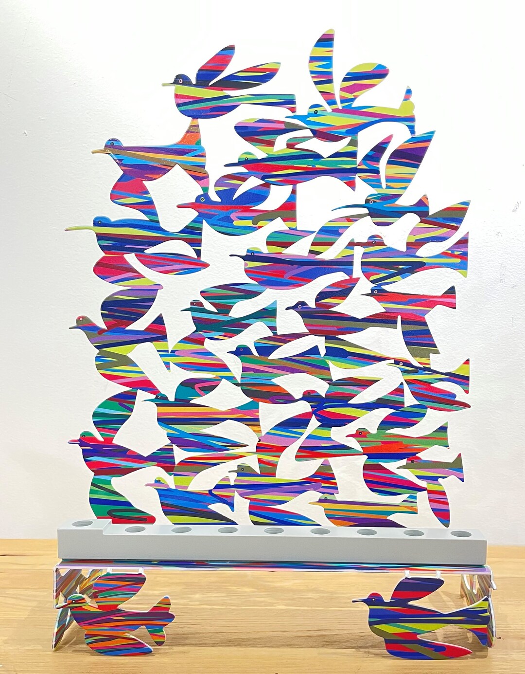 David Gerstein Pop Art Hand Made Metal Sculpture -" Hanukkia Flight ...